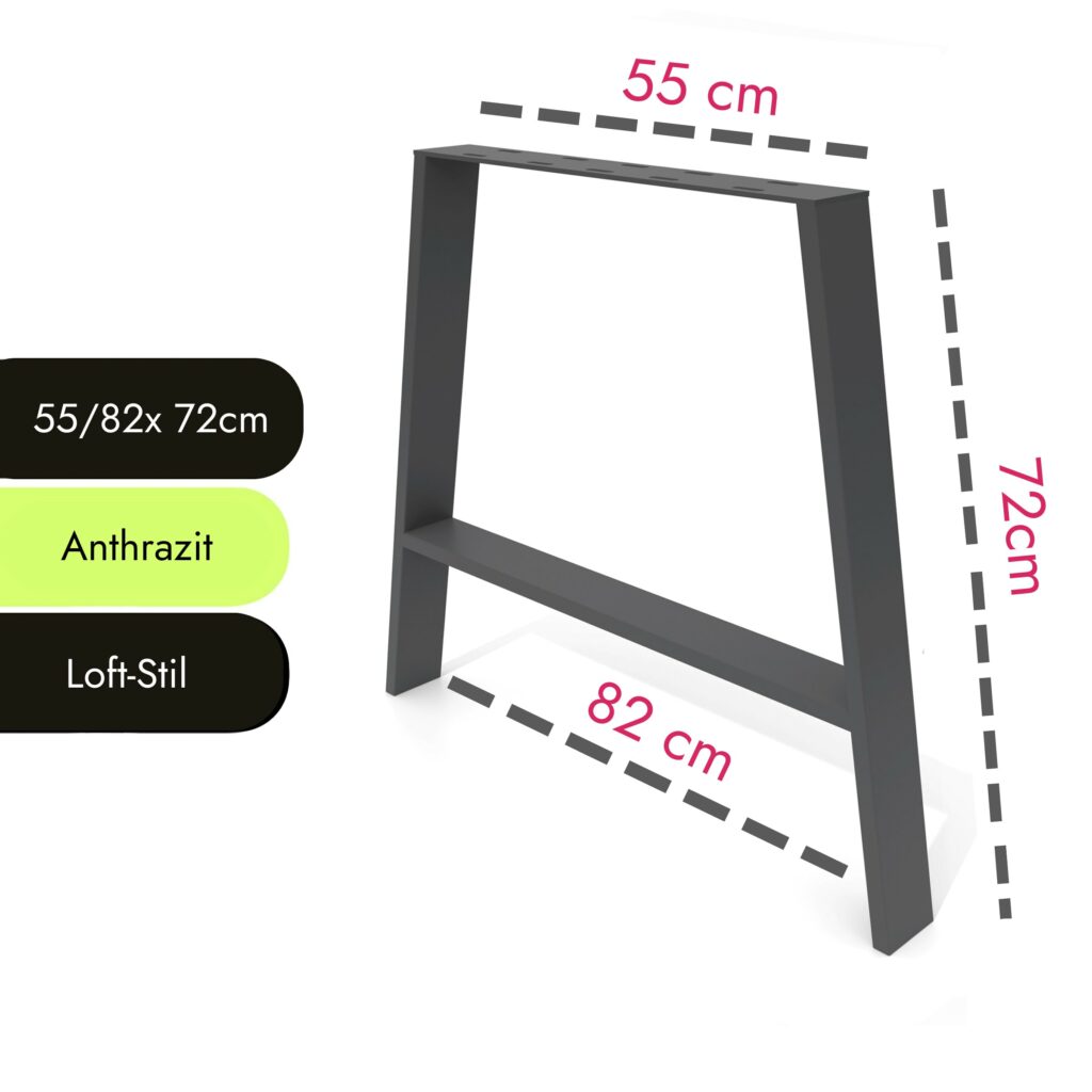 Tischbeine A-Form aus Metall - 2er Set | Tischbein Metall