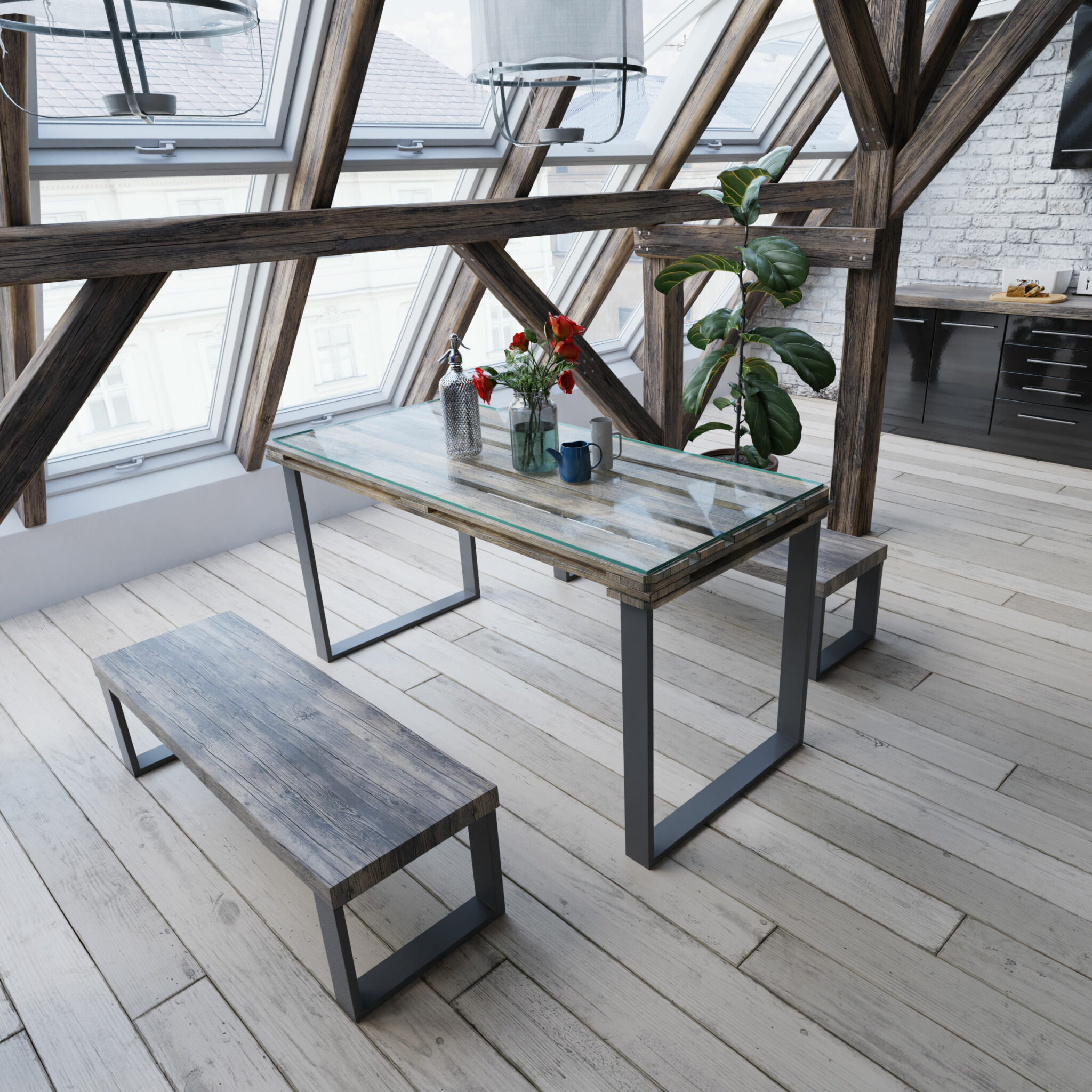 Rectangular Table Legs - Sturdy and Stylish | Tischbein Metall