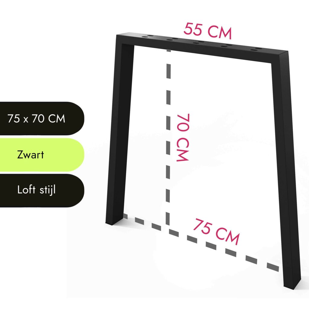U-vormige metalen tafelpoten - set van 2 | Metalen tafelpoot